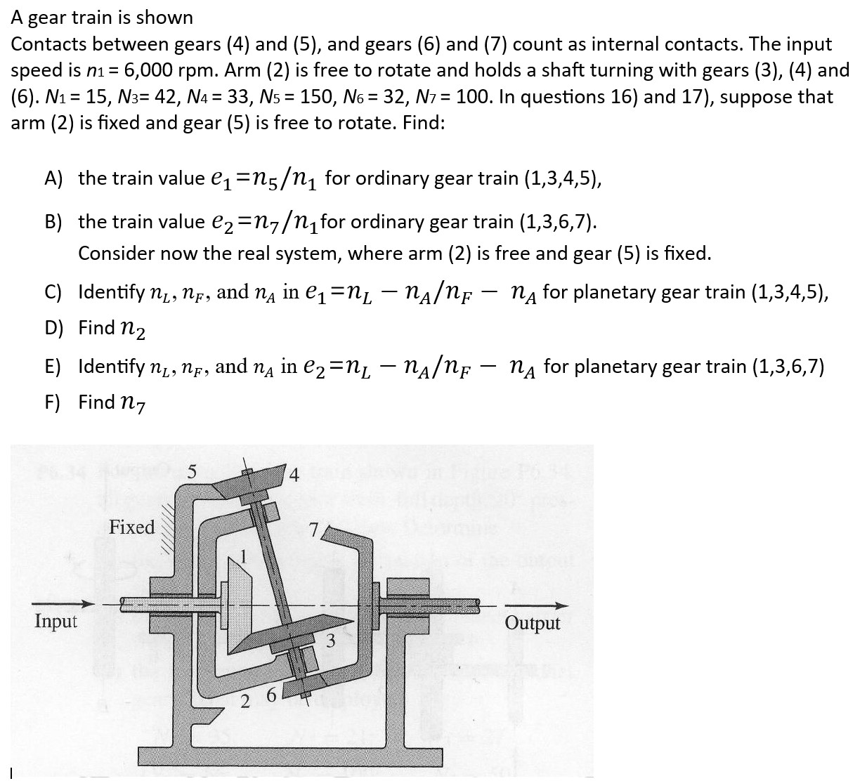 Solved A gear train is shownContacts between gears (4) ﻿and | Chegg.com