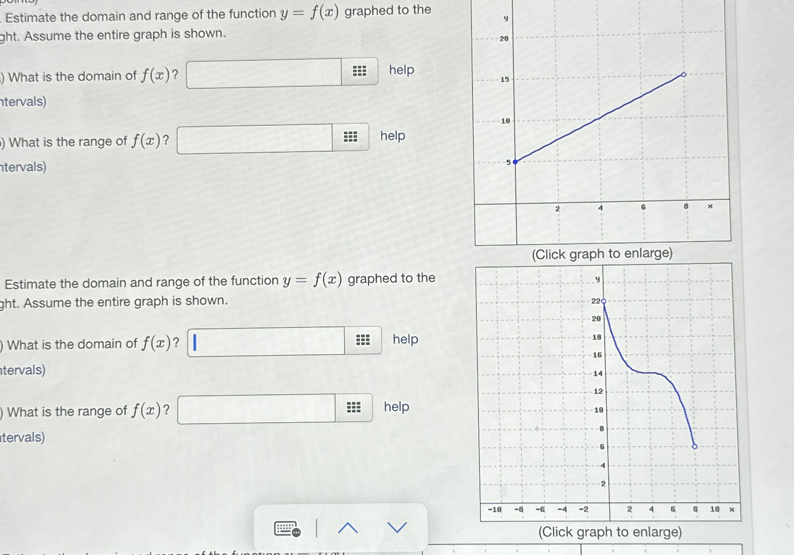 Estimate the domain and range of the function y=f(x) | Chegg.com
