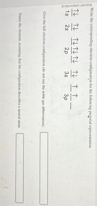 Solved Write The Corresponding Electron Configuration For