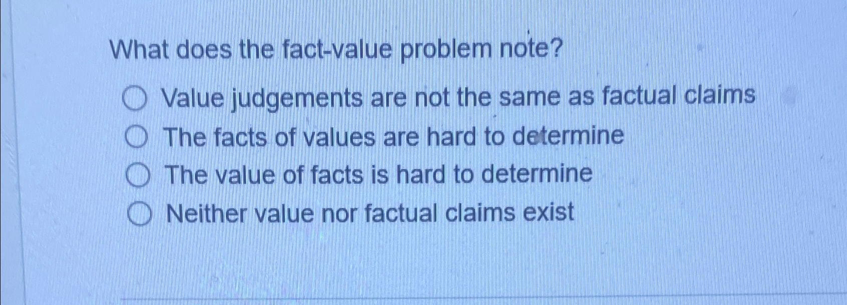 Solved What does the fact-value problem note?Value | Chegg.com