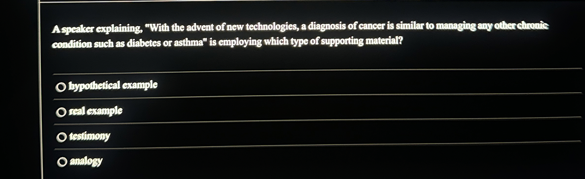 Solved A speaker explaining, "With the advent of new | Chegg.com