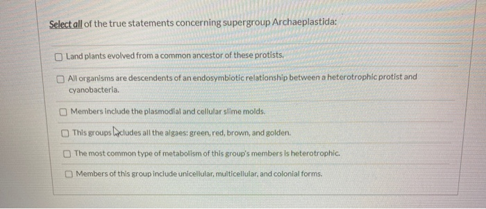 Solved Select all of the following statements that describe | Chegg.com
