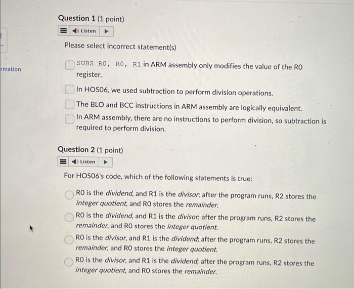Solved Please select incorrect statement(s) SUBS RO, RO, R1 | Chegg.com