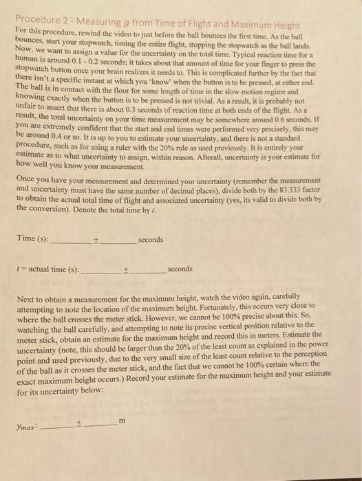 Lab 5 - Projectile Motion Introduction In this lab, | Chegg.com