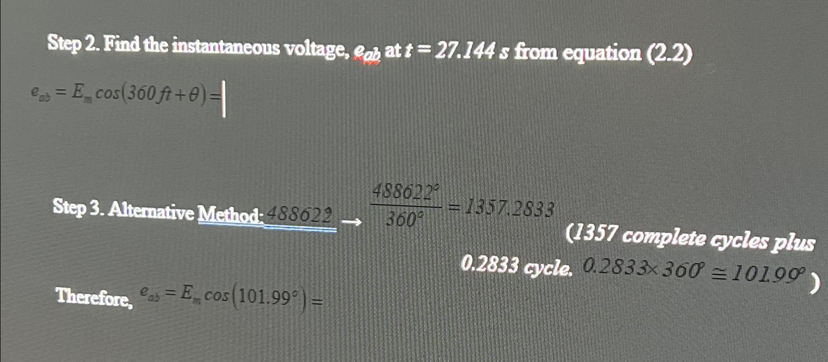 Solved Step 2. Find the instantancous voltage, e_(nb) at | Chegg.com