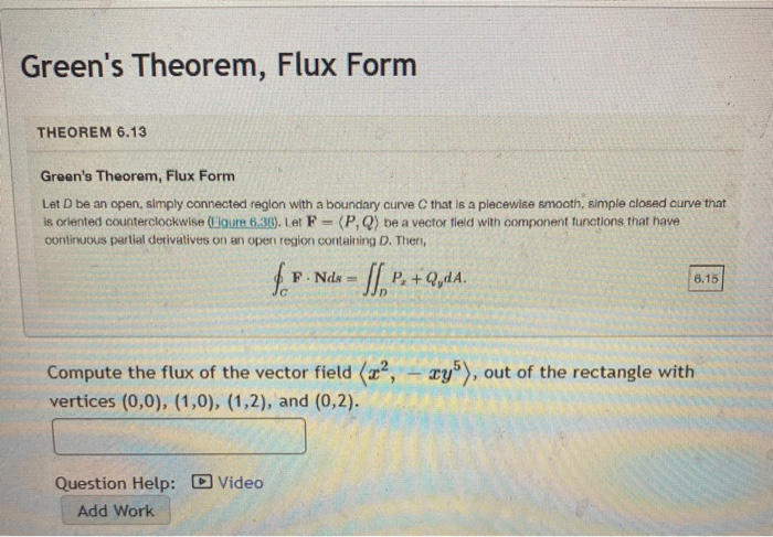 Solved Green's Theorem, Flux Form THEOREM 6.13 Green's | Chegg.com