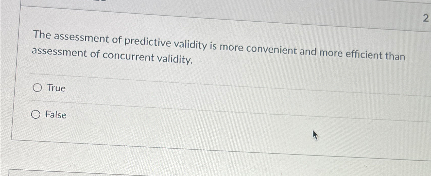 Solved The assessment of predictive validity is more | Chegg.com