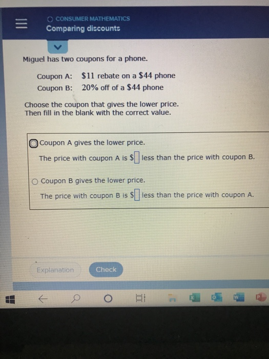 Solved O CONSUMER MATHEMATICS Comparing discounts Miguel has | Chegg.com