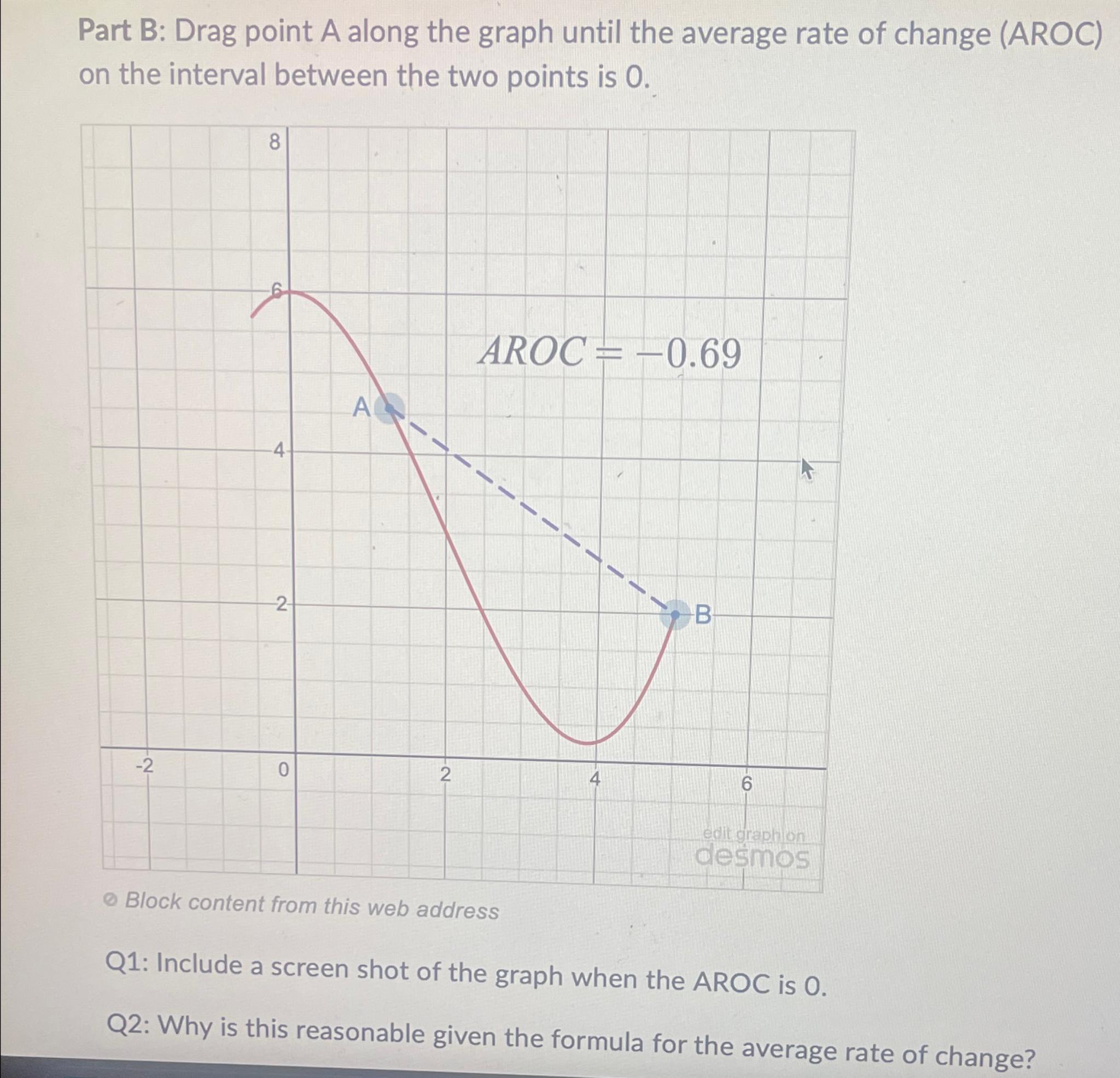 Solved Part B: Drag point A along the graph until the | Chegg.com