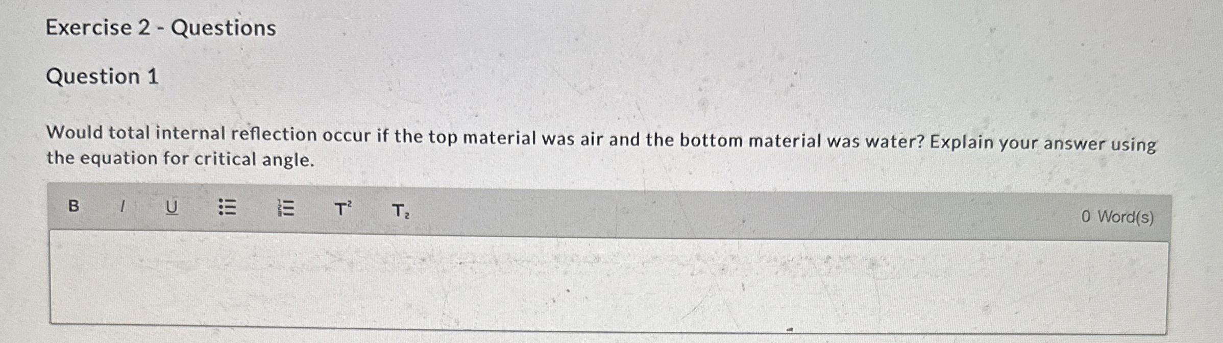 Solved Exercise 2 - ﻿QuestionsQuestion 1Would total internal | Chegg.com