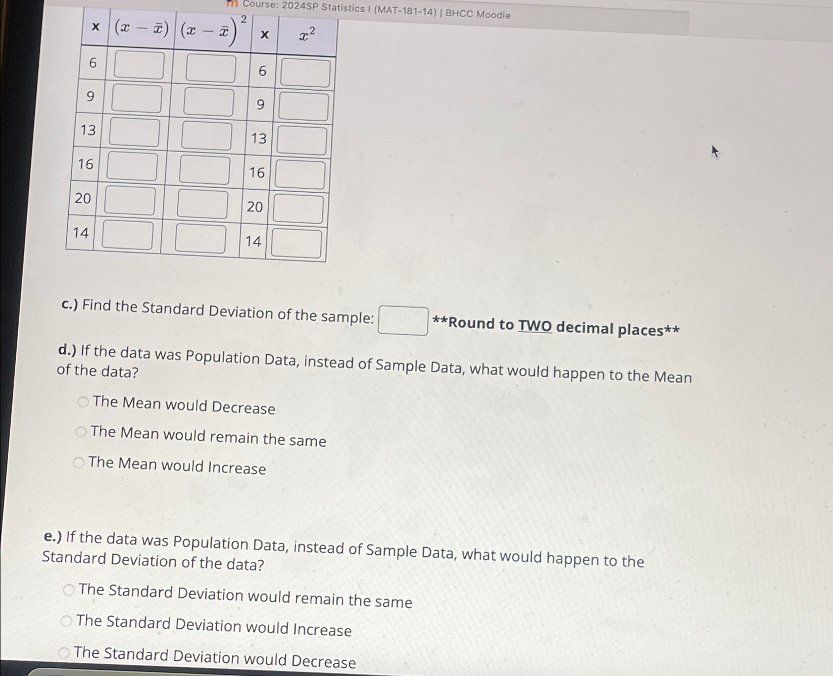 Solved \table[[x,(x-x‾),(x-x‾)2,x,x2 | Chegg.com