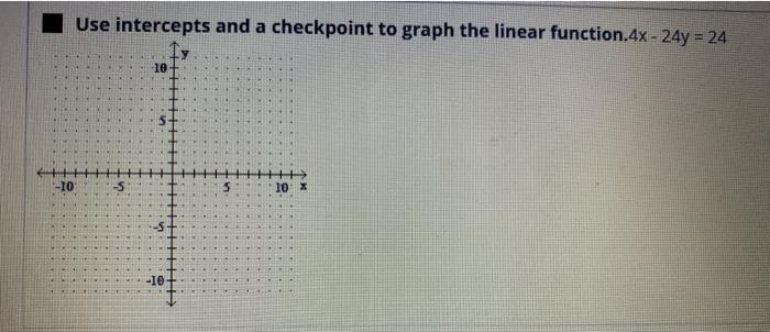 Solved Use intercepts and a checkpoint to graph the linear | Chegg.com