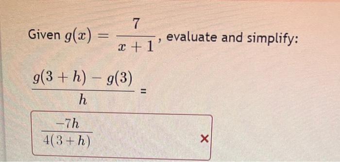Solved Given g(x)=x+17, evaluate and simplify: hg(3+h)−g(3)= | Chegg.com