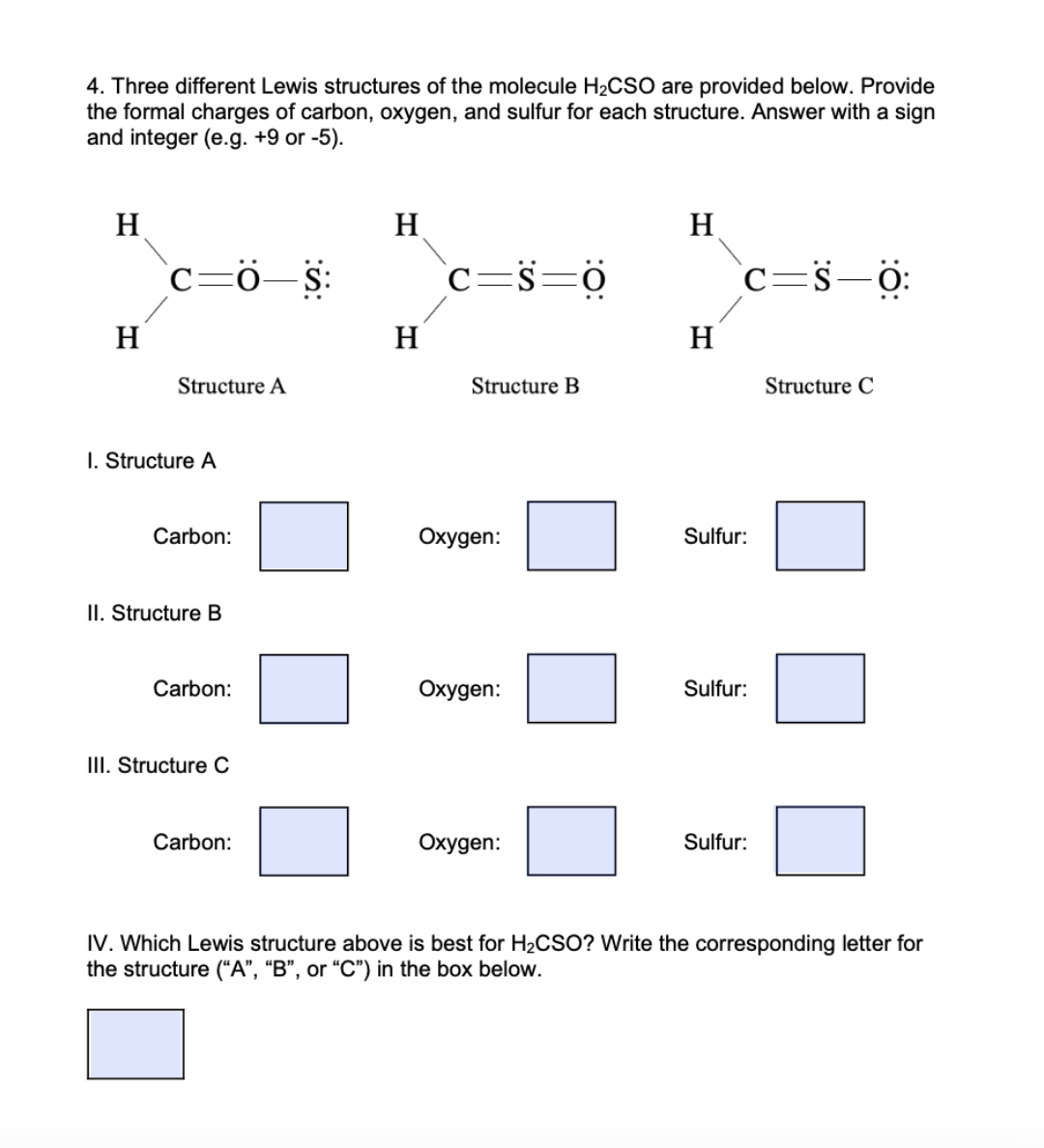 Solved Three different Lewis structures of the molecule | Chegg.com