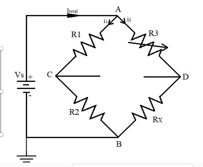Solved Vs=10V, ﻿R1=R2=rx=1000\omega on the Whiston Bridge | Chegg.com