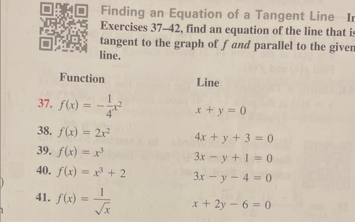 Solved Finding an Equation of a Tangent Line I Exercises | Chegg.com
