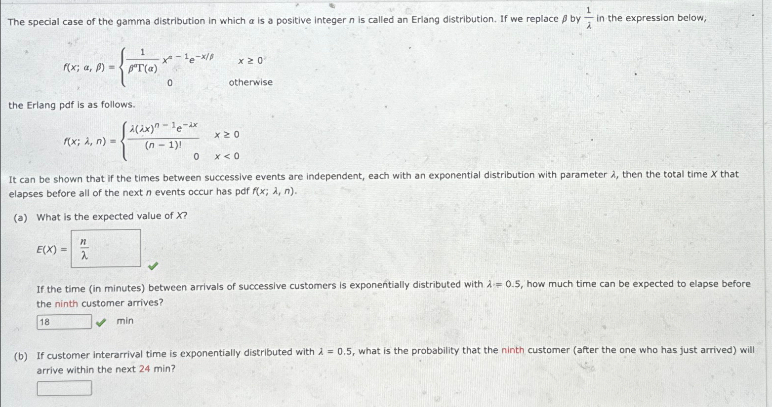 Solved The special case of the gamma distribution in which α | Chegg.com