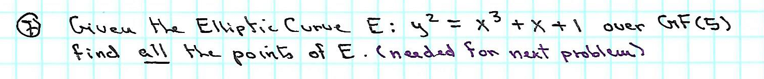 Solved (7) ﻿Given the Elliptic Curve E:y2=x3+x+1 ﻿over | Chegg.com