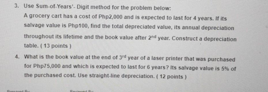 Solved 3. Use Sum-of-Years'. Digit method for the problem | Chegg.com