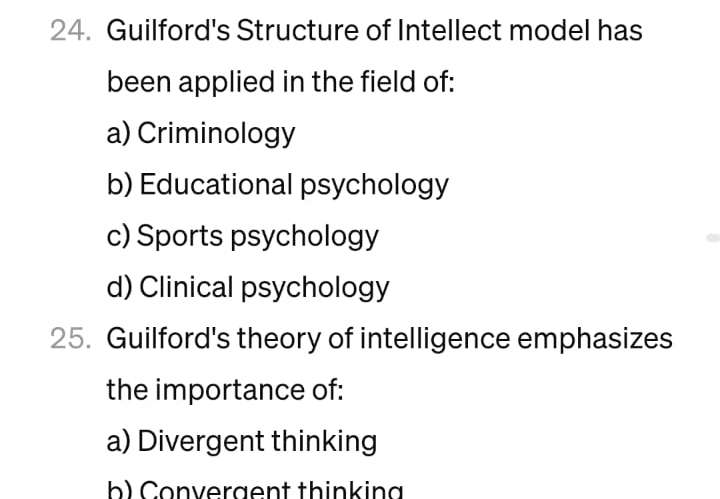 Solved Guilford's Structure of Intellect model has been | Chegg.com