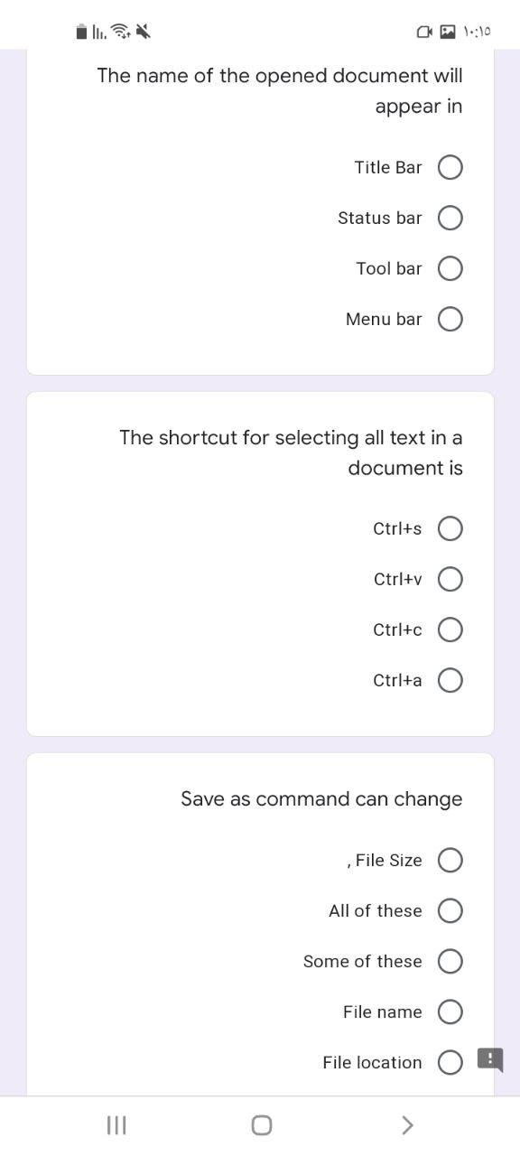 Solved ۱۰:۱۵ The name of the opened document will appear in | Chegg.com