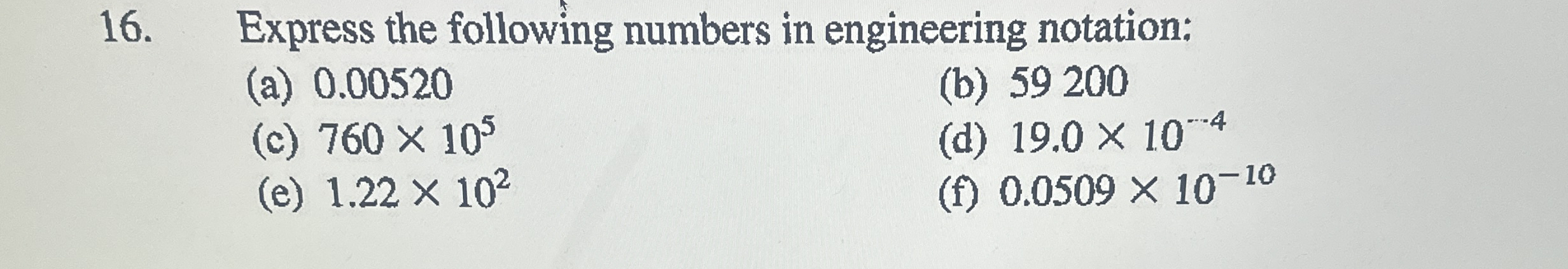 Solved Express the following numbers in engineering | Chegg.com
