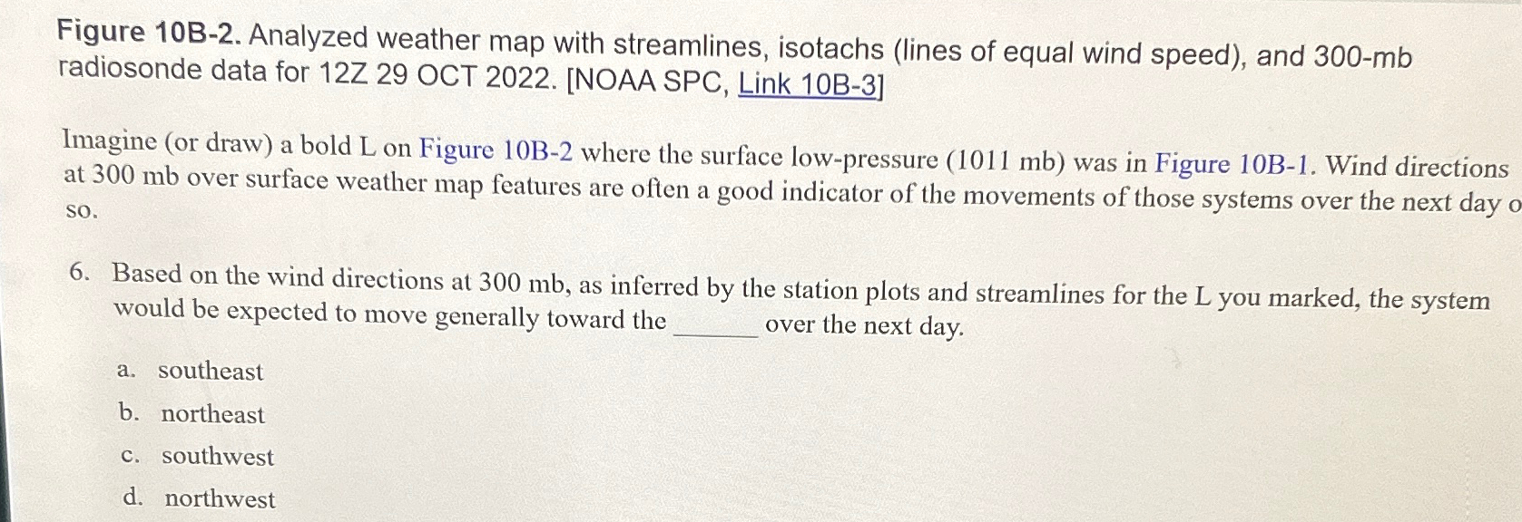 Solved Figure 10B-2. ﻿Analyzed weather map with streamlines, | Chegg.com