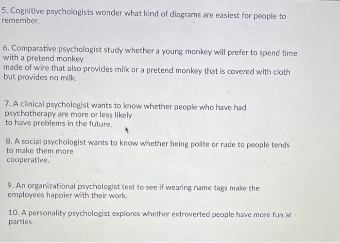 Solved Instructions For each of the following experiments, | Chegg.com