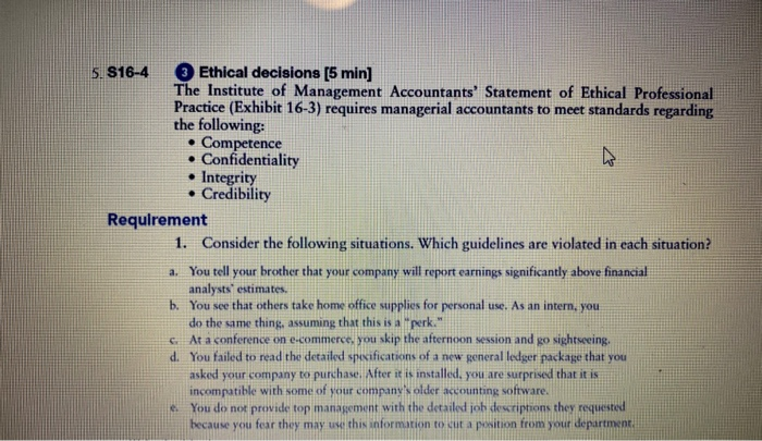 Solved O Ethical decisions [5 min] The Institute of | Chegg.com
