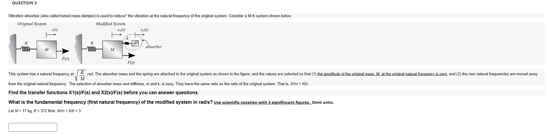 Solved QUESTION 3 ﻿Vibration absorber (also called tuned | Chegg.com