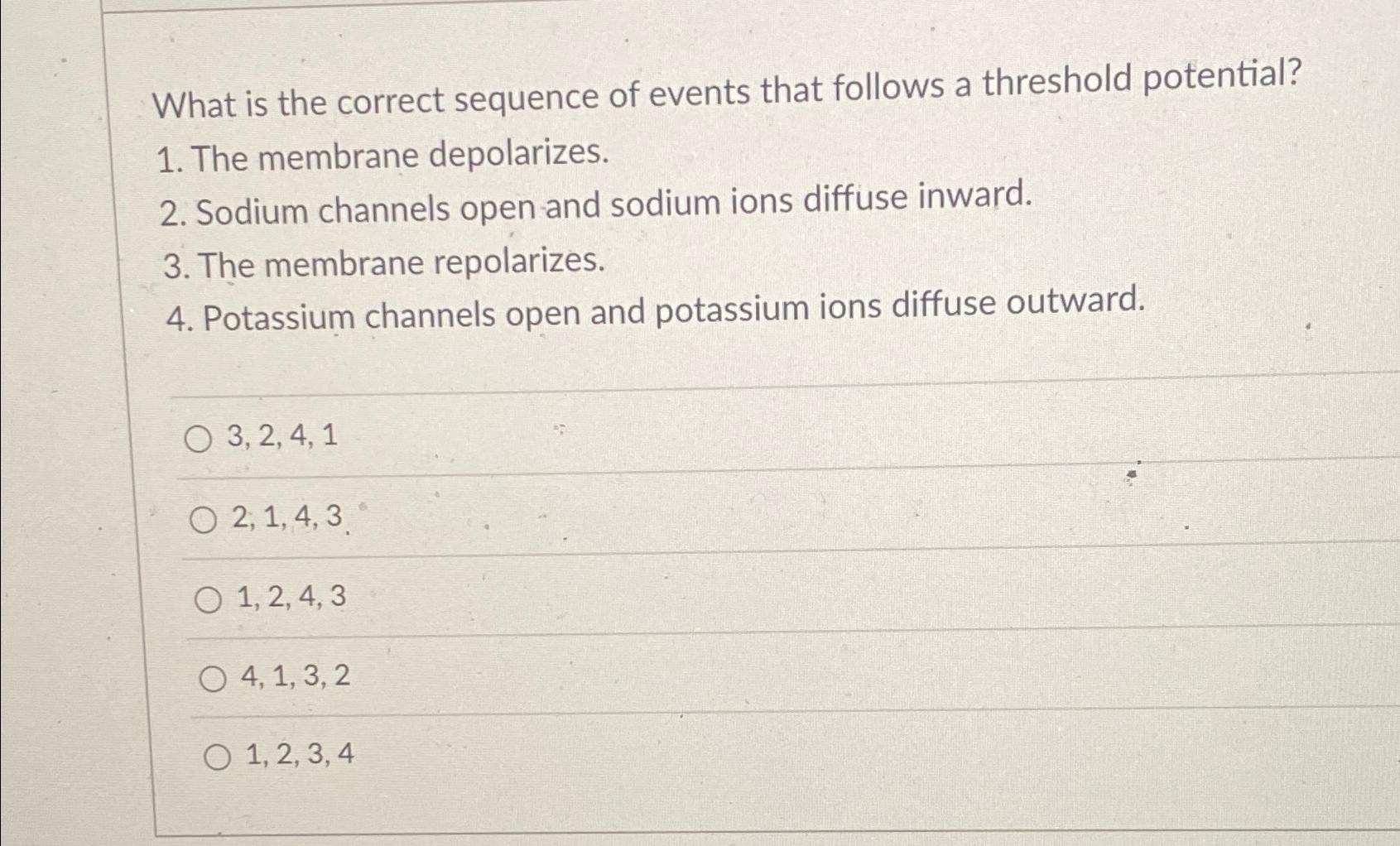 Solved What is the correct sequence of events that follows a | Chegg.com