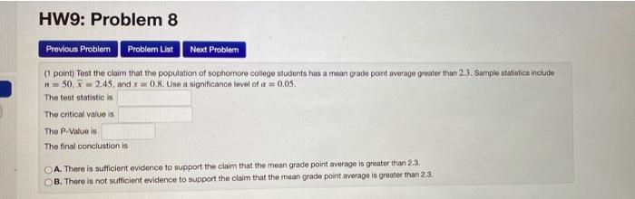 Solved HW9: Problem 8 Previous Problem Problem List Next | Chegg.com