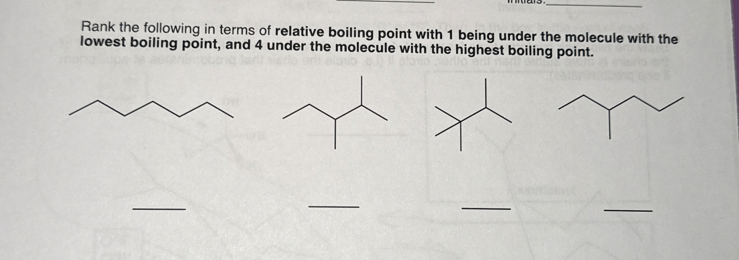 Solved Rank the following in terms of relative boiling point | Chegg.com