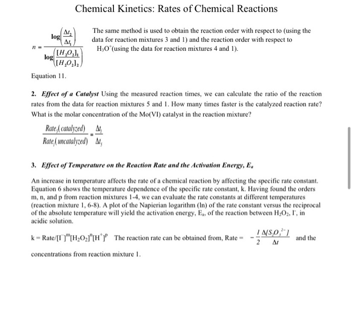 1. (a) Calculate the reaction rate ratio for reaction | Chegg.com