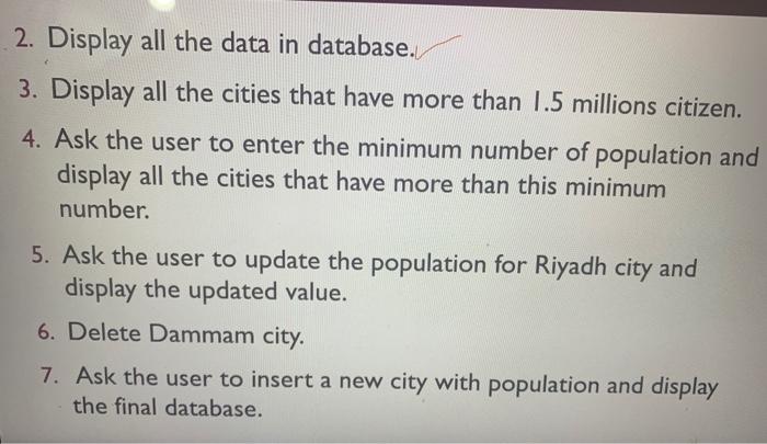 Solved Create a database called CityDB and create a table | Chegg.com