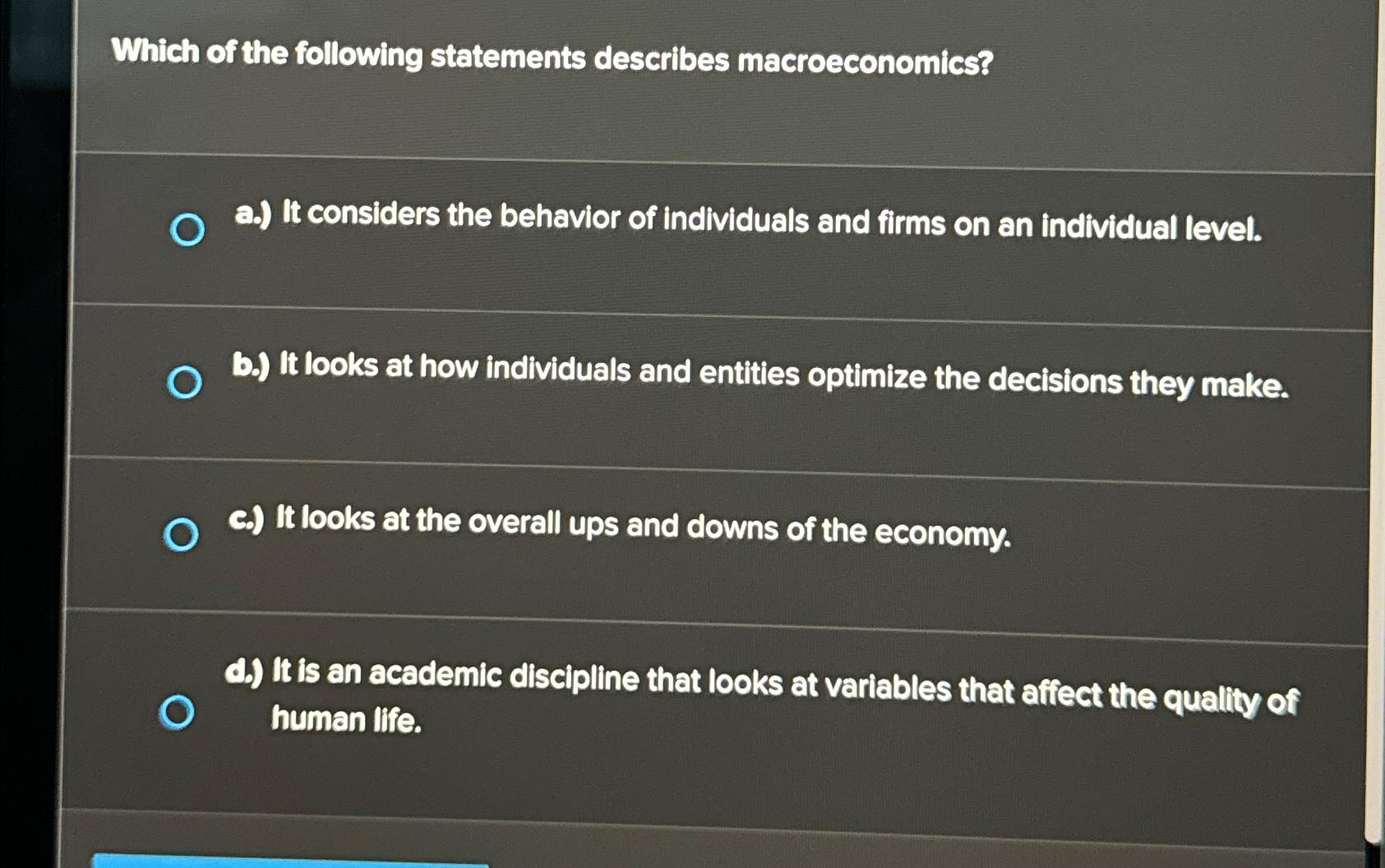 Solved Which of the following statements describes | Chegg.com