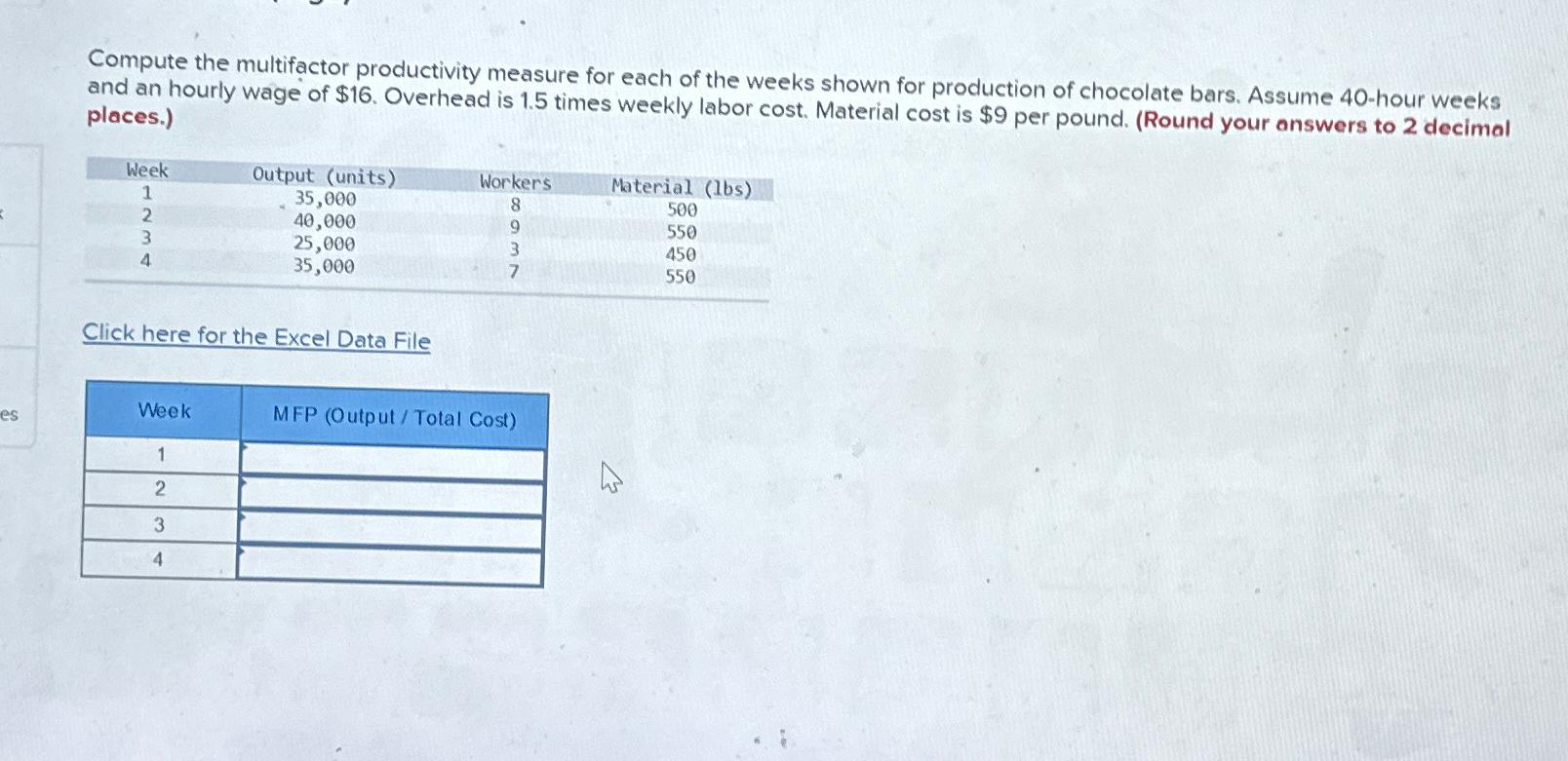Solved Compute the multifactor productivity measure for each | Chegg.com