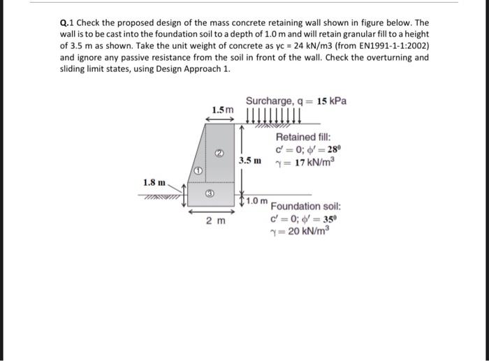 Solved Q.1 Check the proposed design of the mass concrete | Chegg.com