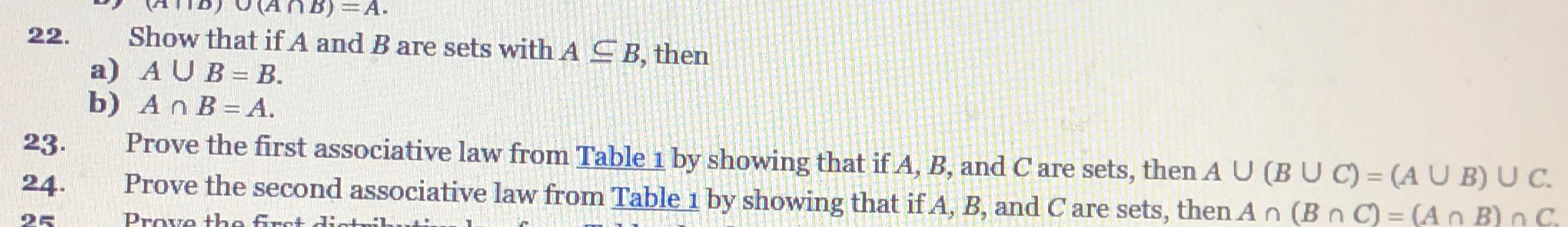 Solved Prove the first associative law from Table 1 ﻿by | Chegg.com