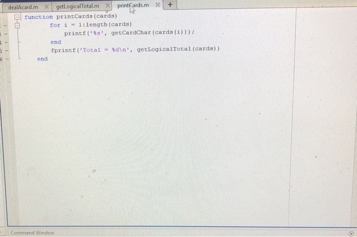 Im working on a matlab game BlackJack but it didnt | Chegg.com