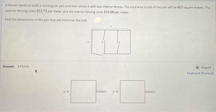 Solved A farmer wants to build a rectangular pen and then | Chegg.com