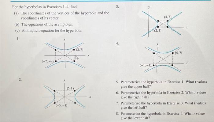 Solved 3. (4.7) For the hyperbolas in Exercises 1-4, find | Chegg.com