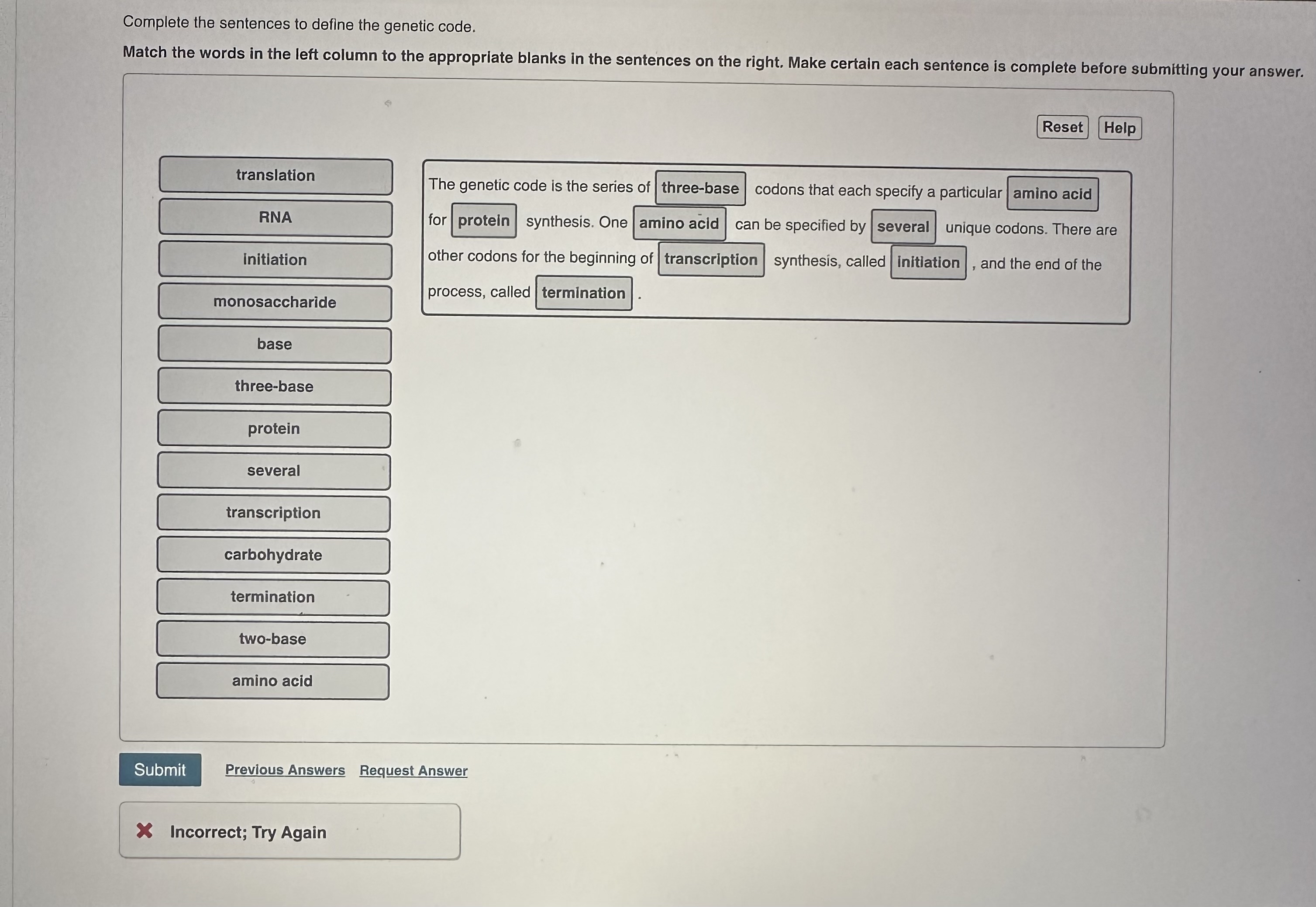 Solved Complete the sentences to define the genetic | Chegg.com