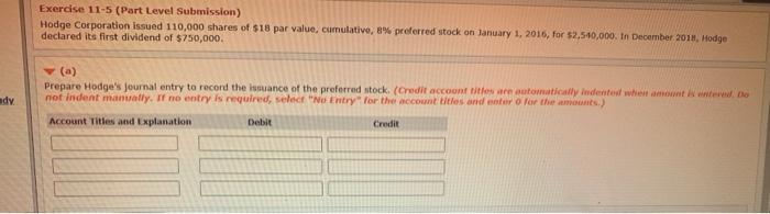 Solved Exercise 11-3 (Part Level Submission) During its | Chegg.com