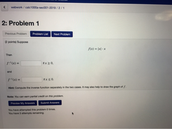 Solved webwork/calc 1000a-sec001-2019/2/1 2: Problem 1 | Chegg.com