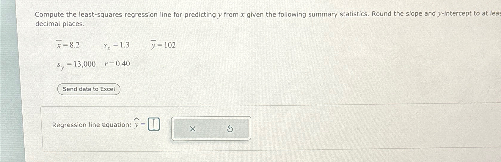 Solved Compute the least-squares regression line for | Chegg.com