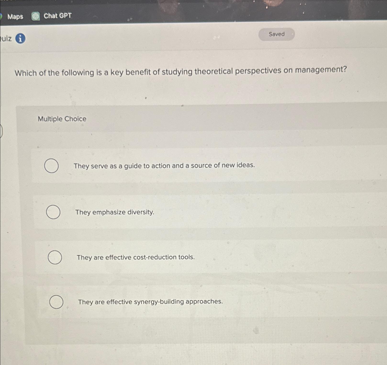 Solved MapsChat GPTWhich of the following is a key benefit | Chegg.com