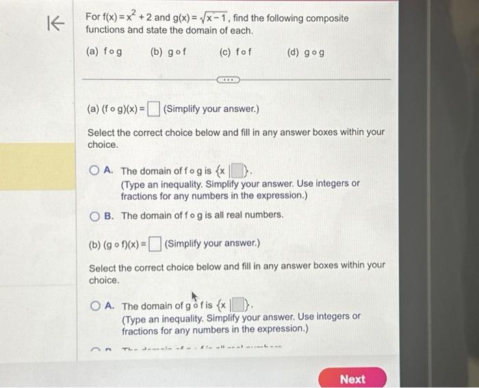 Solved For f(x)=x2+2 and g(x)=x−1, find the following | Chegg.com