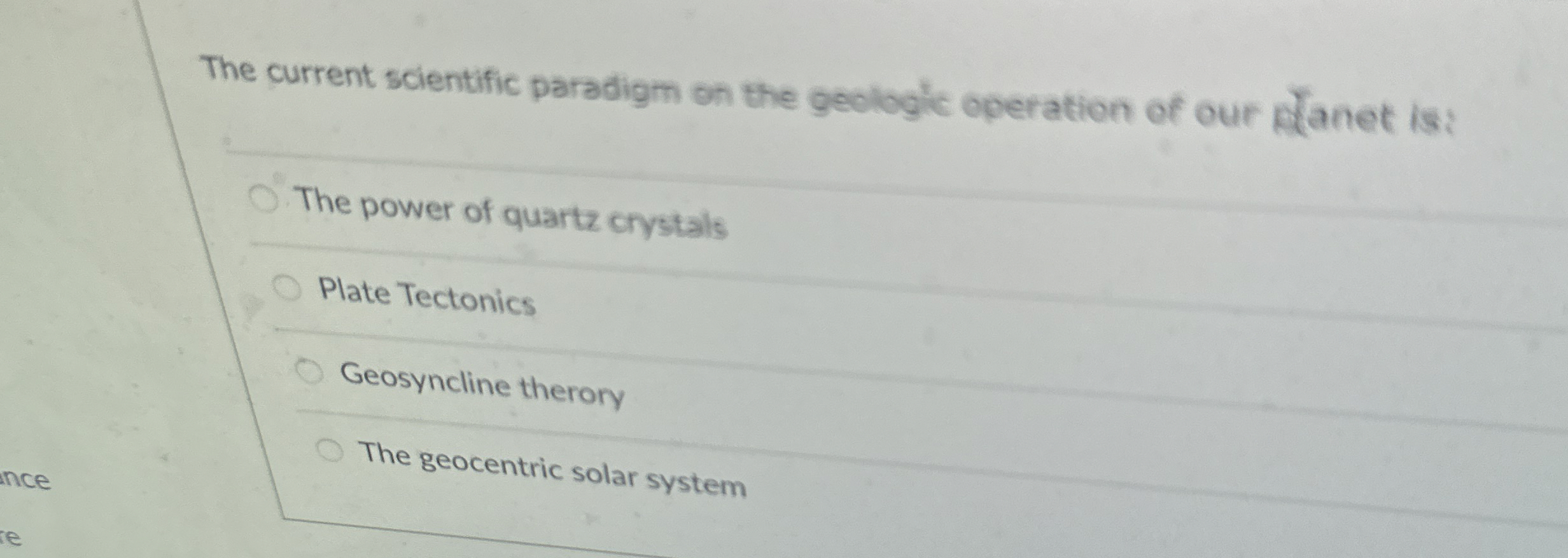 Solved The current scientific paradigm on the geolog'c | Chegg.com