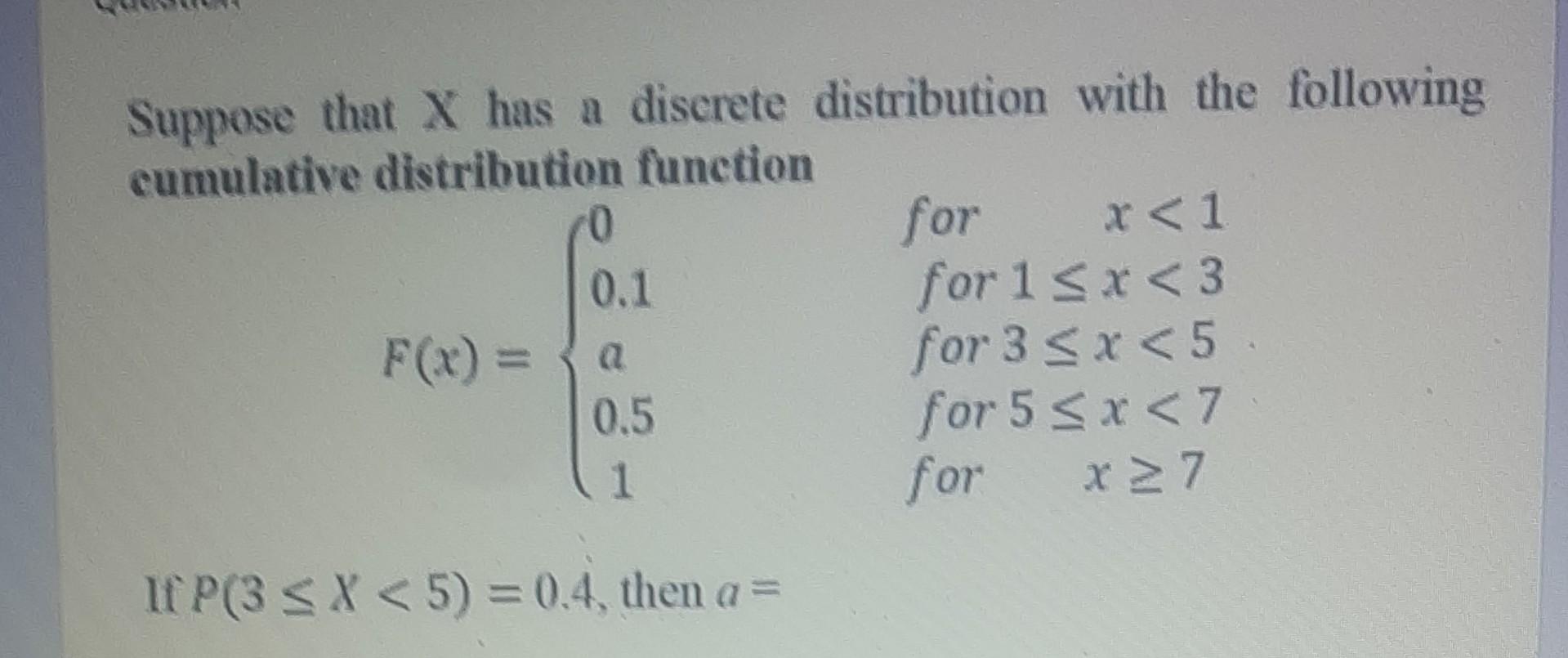 Solved Suppose that X has a discrete distribution with the | Chegg.com
